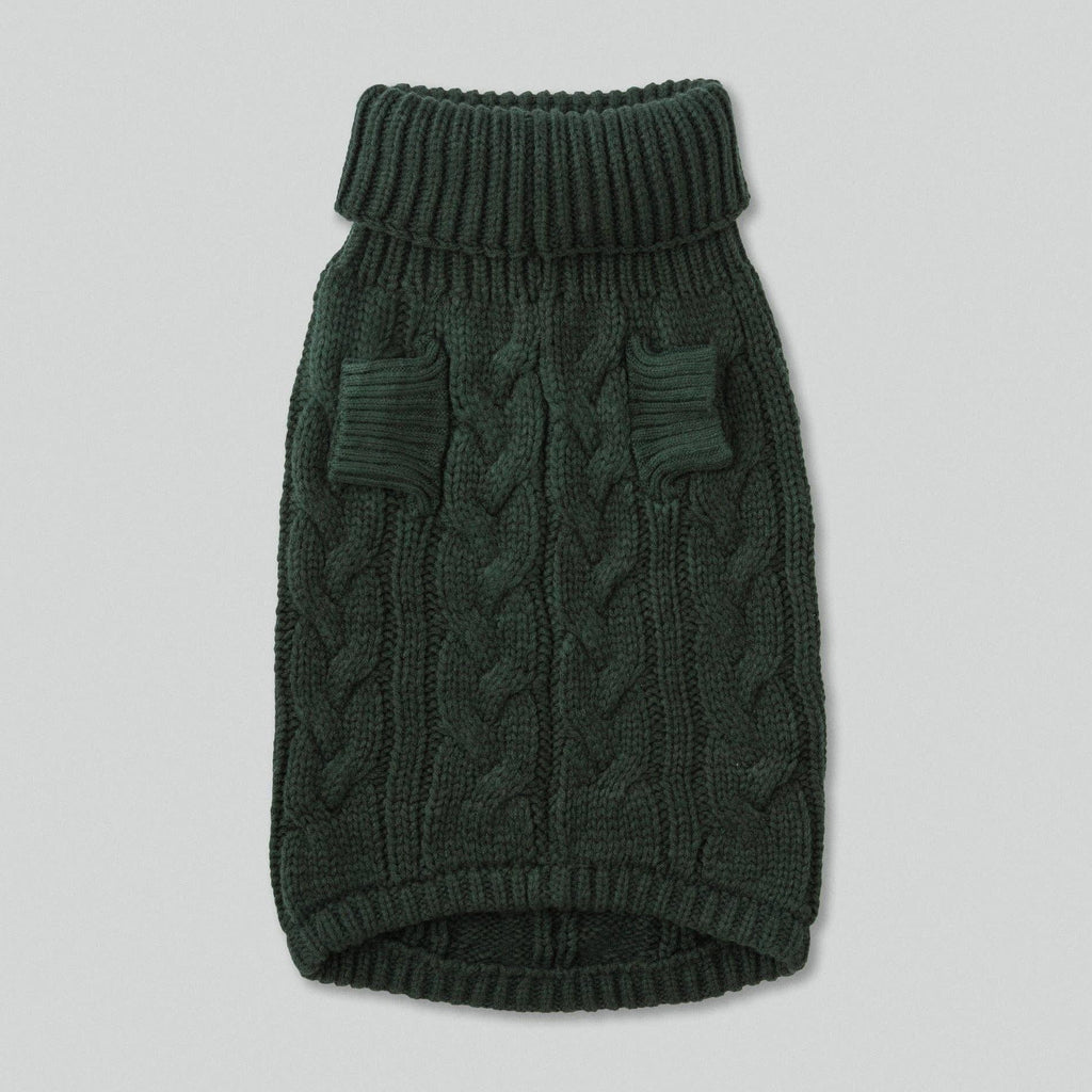 Hackett x Hugo & Hudson Cable Knit Dog Jumper Green | Love My Hound